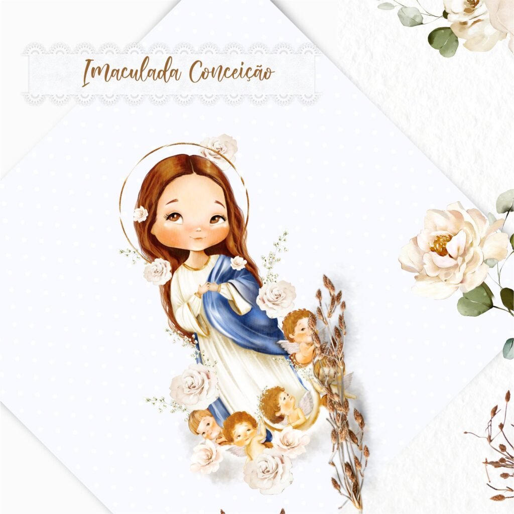 Mini Kit digital Imaculada Conceição (Santinhos) - Carina's Paper Design